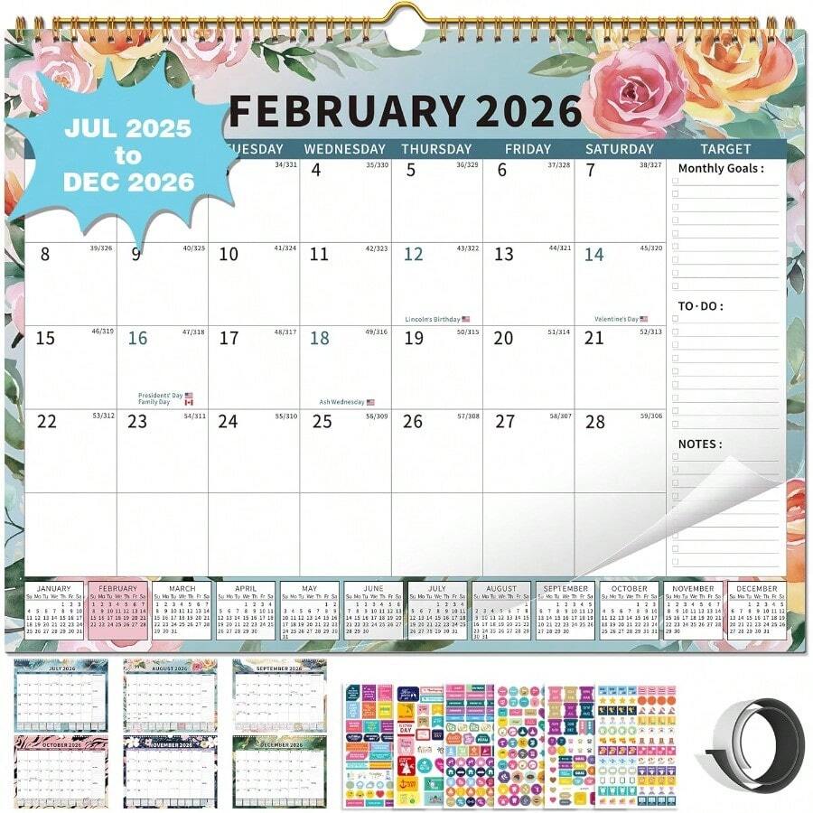 2025 Calendar W Calendar 20252026 Planner Hanging Spiral Bound Magnetic ...