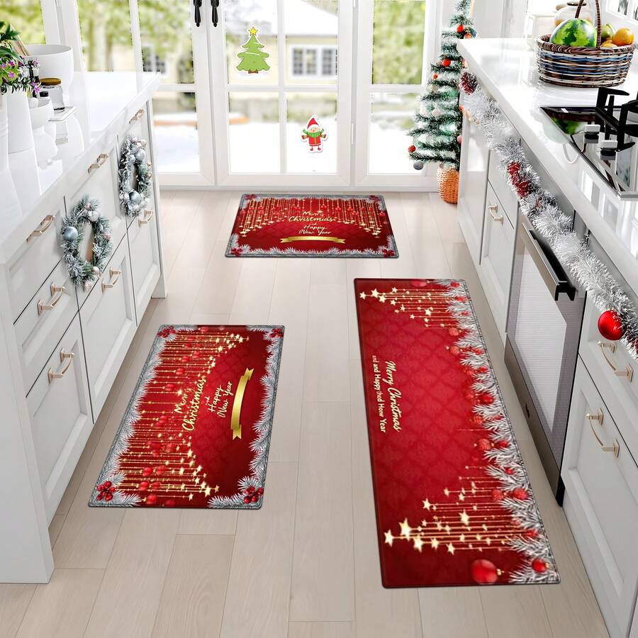 1/2/3 Pcs Christmas Holiday Decorative Patterns Christmas Tree Red And ...