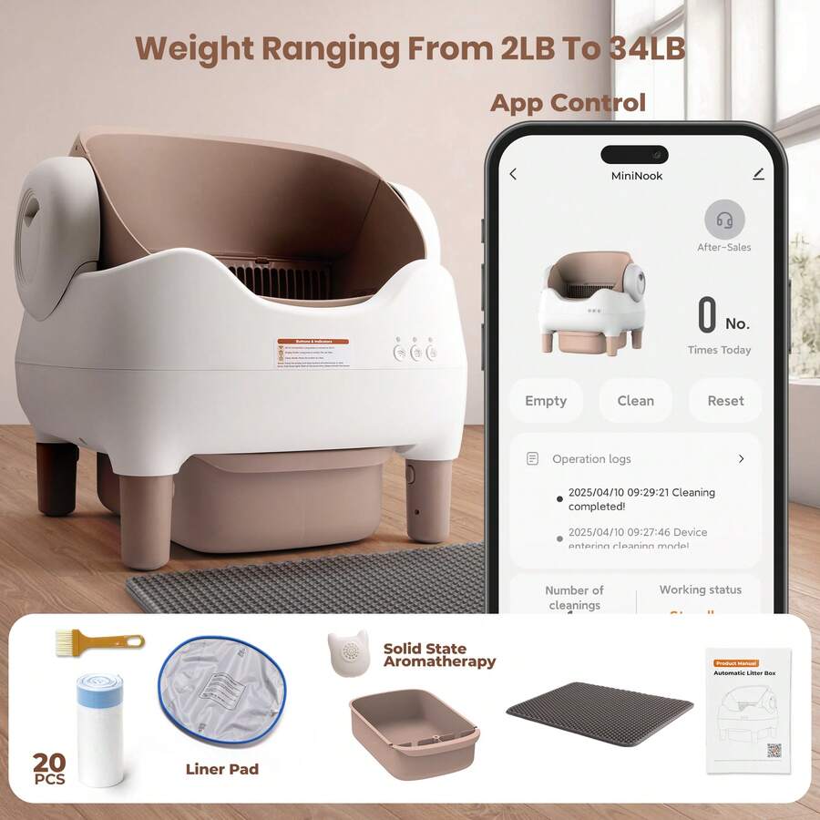 Self Cleaning Litter Box, Automatic Cat Litter Box With APP Control ...