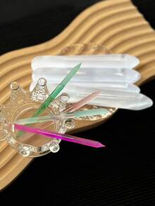 1pc Colorful Glass Nail File, Double-Sided Cylinder Shaped Nail Buffer ...