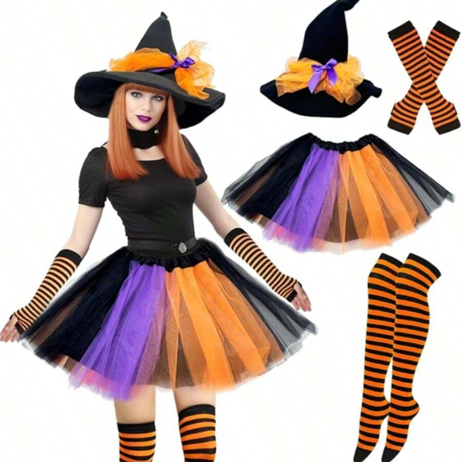 2025 Halloween Adult Witch Tutu Costume Women, Simple Pumpkin Velvet ...