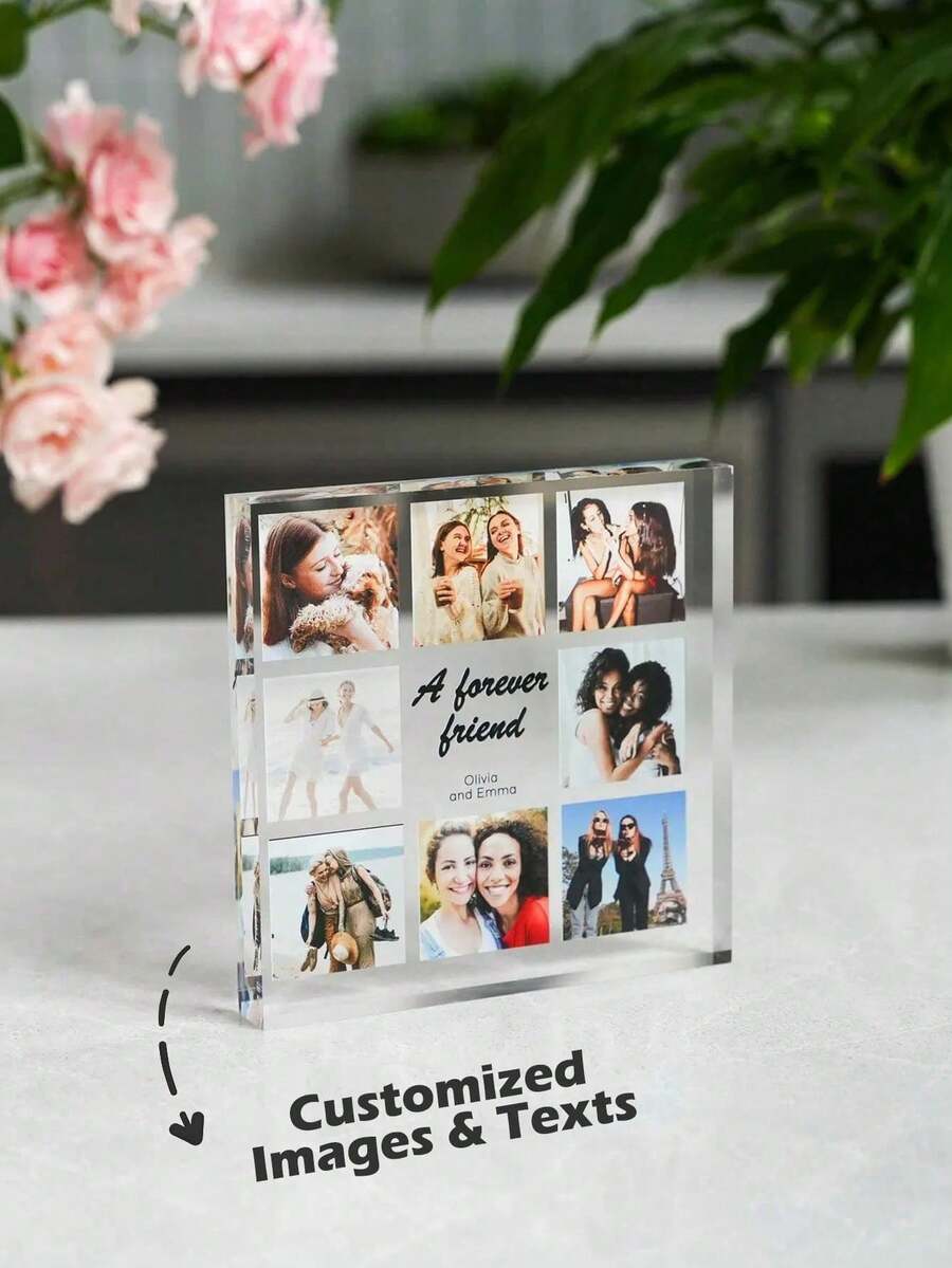 1pc Customized Photos And Text Acrylic Photo Block Collage Picture ...