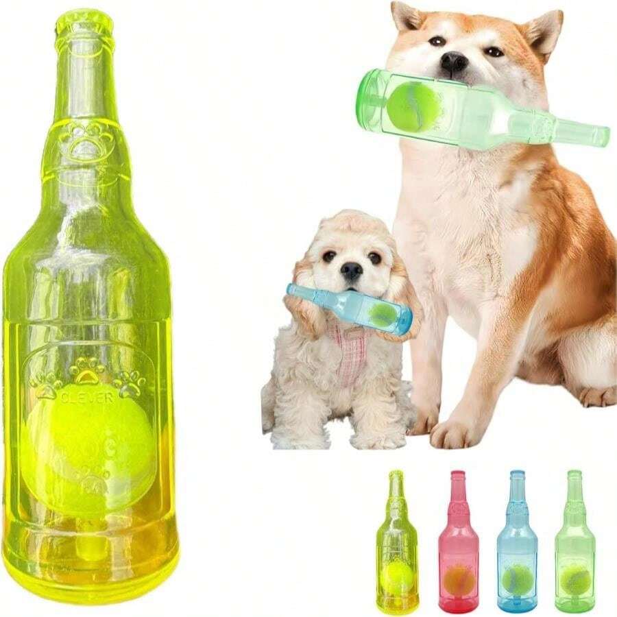 Cute Tough Dog Toy Rubber Bottle Squeaky Dogs Chew Toy Long Lasting ...