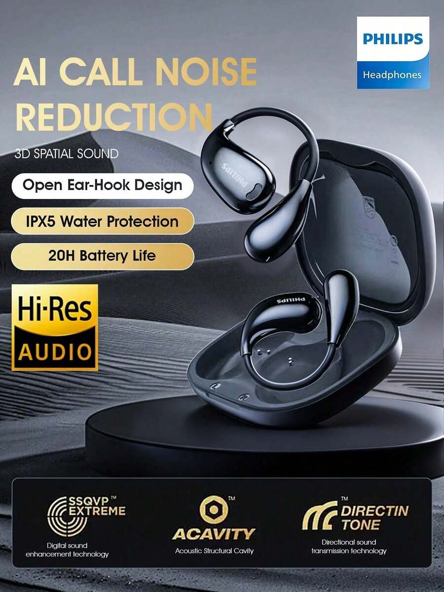 PHILIPS 2025 New Wireless Bluetooth Earbuds, Over-Ear Hook Style, Open ...