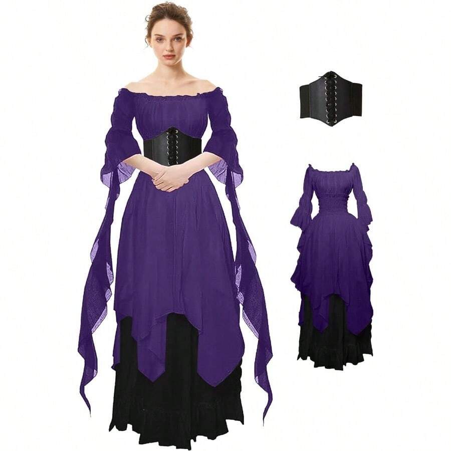 Women Renaissance Fairy Layered Dress Victorian Irish Costumes ...