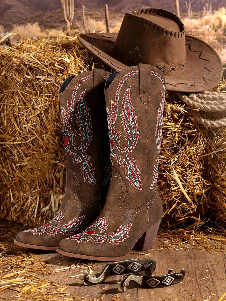 Botas vaqueras para mujer, botas de vaquera con bordados occidentales y ...