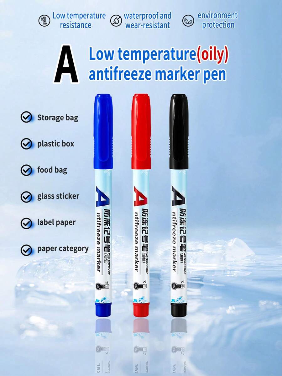 1pc Freeze-Proof Marker Pen, Available In Black, Red, Blue, For ...