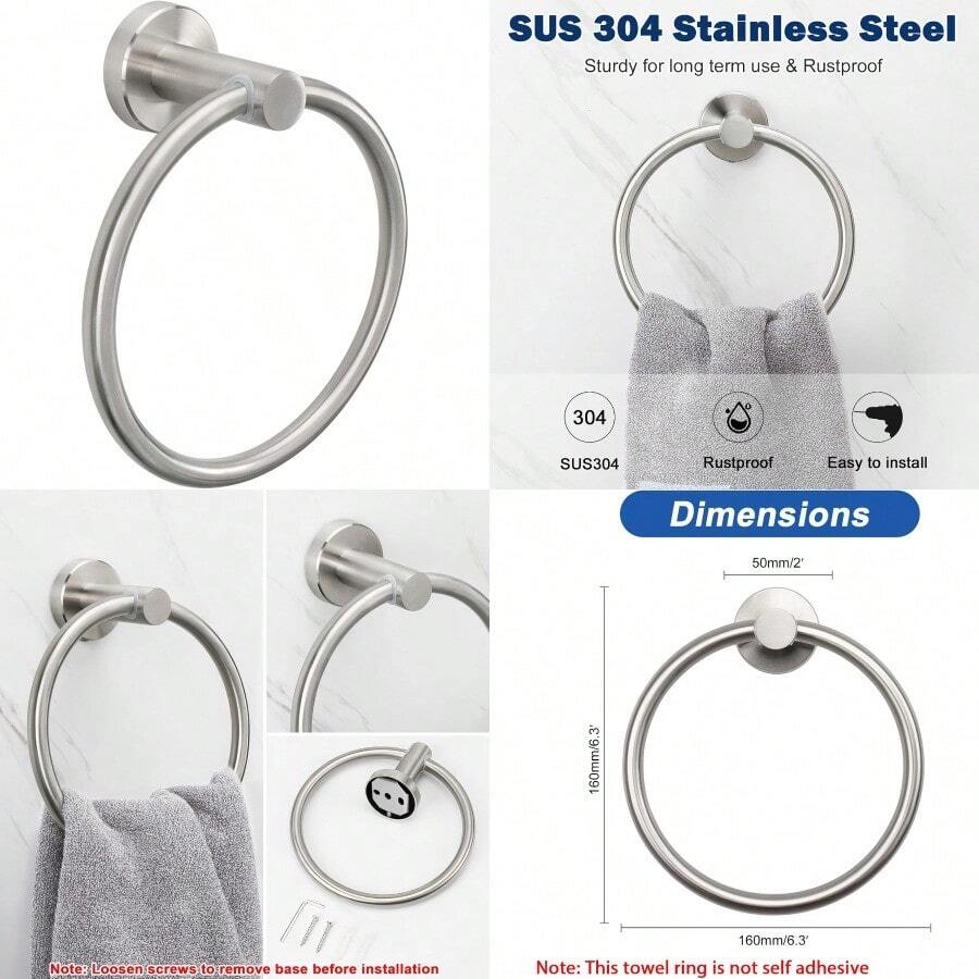 Bath Towel Ring Bathroom Hardware AccessoriesThicken Stainless Steel ...