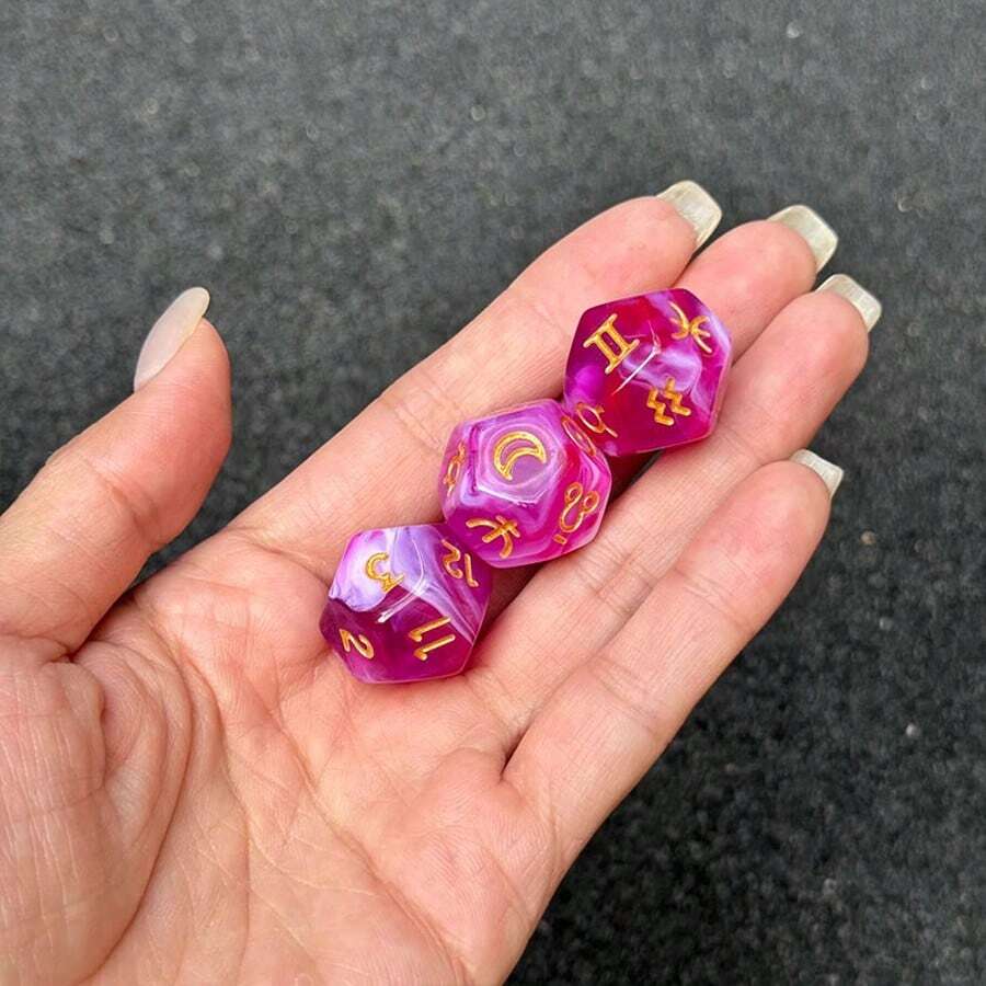 3 Multi-Sided Zodiac Entertainment Dice With 3 Colors Of Natural ...