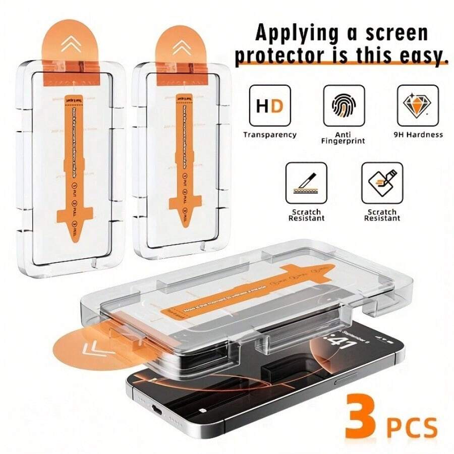 3-Pack HD Tempered Glass Screen Protector, Easy To Install, Compatible ...