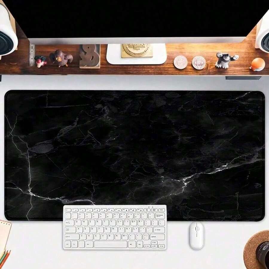 1 Piece Simulated Marble Texture Pattern Mouse Pad Cool Black Desk Mat ...