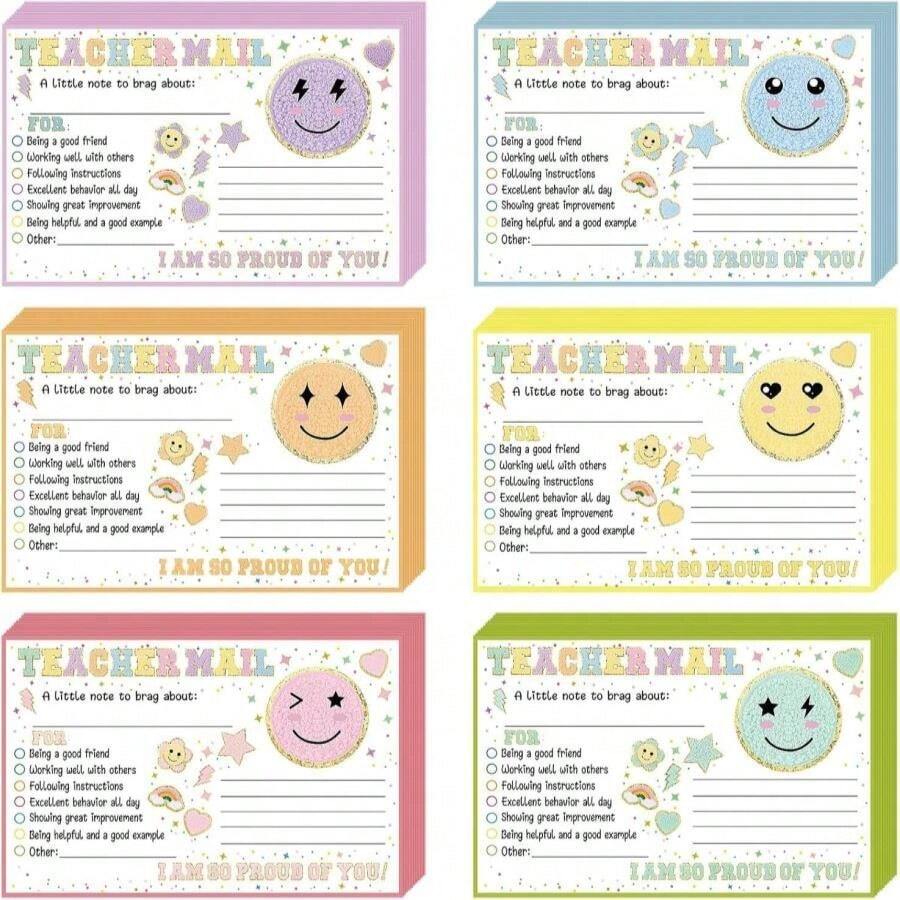 Eersida 60 Pcs Colorful Smile Face Teacher Mail Notes To Parents ...