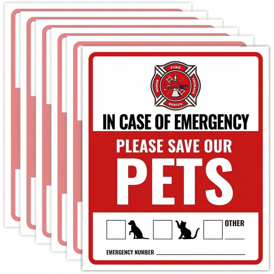 Emergency Pet Alert Stickers, UV & Waterproof, Dogs Safety Rescue Signs ...