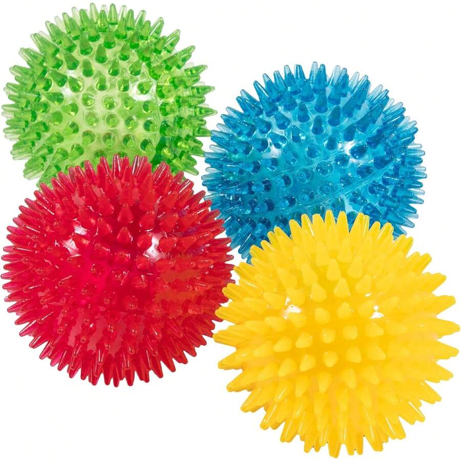 Spikey Dog Balls (4 Pack) Squeaky Dog S | Cleans Teeth Healthier Gums ...