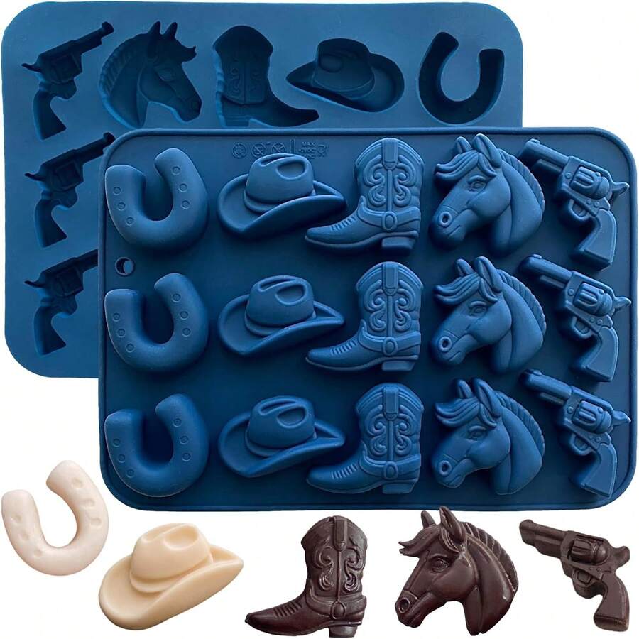 Cowboy Chocolate Molds,Cowboy Hat Boot Horse Saddle Shape Silicone ...