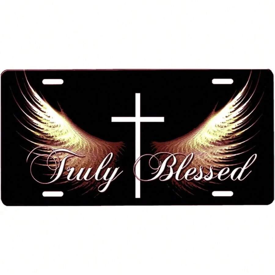2D Flat, License Plate Frame - & Wings Design With Truly Text, Metal ...
