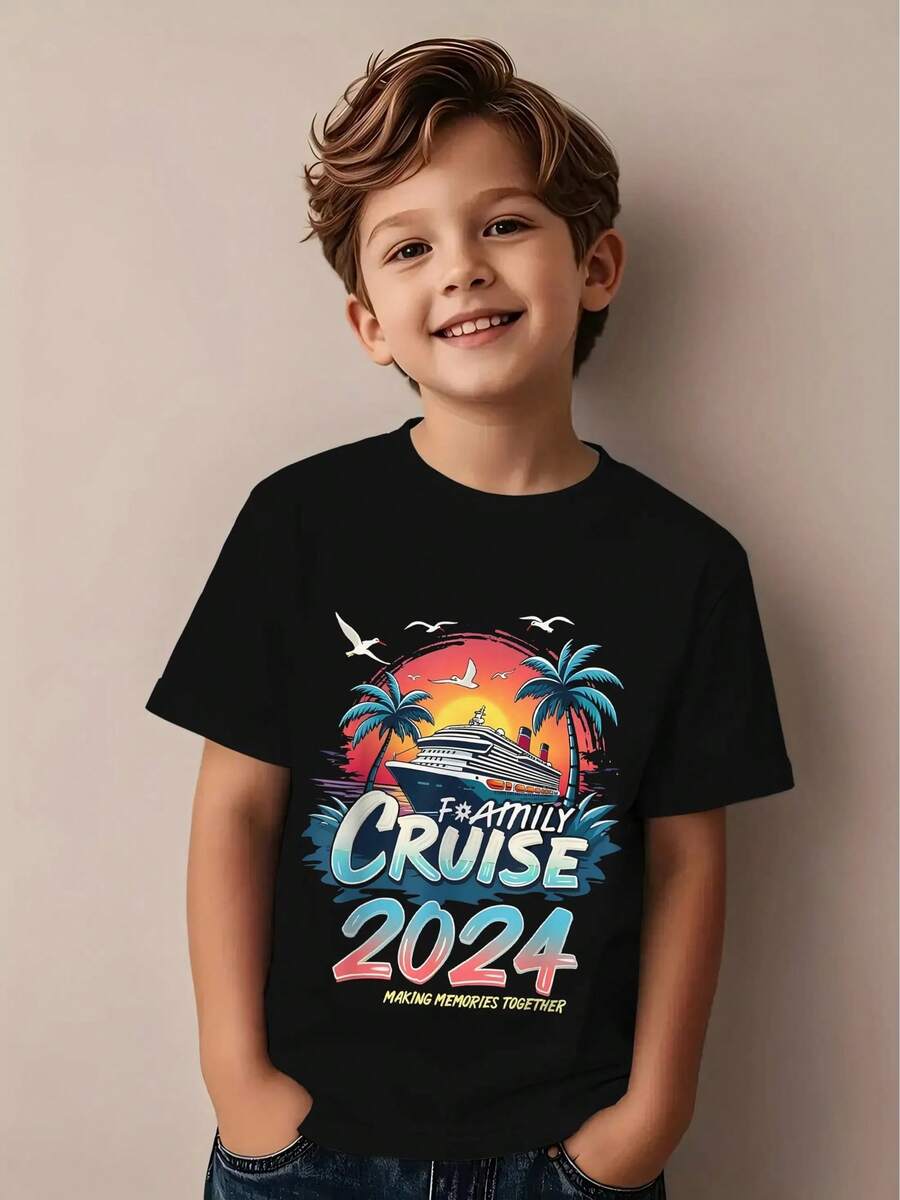 2024 Family Cruise T-Shirt - Kids' Tee With Cruise Ship Graphic ...