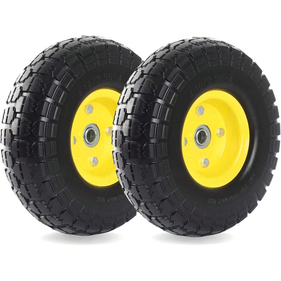 (2-Pack) 10-Inch Solid Rubber Tire Wheels - Replacement 4.10/3.50-4 ...