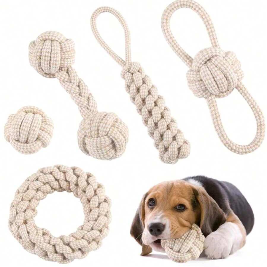 1 Pc / 4 Pcs / 5 Pcs Dog Toy Rope, Chewable Dog Toy Set, Durable Rope ...