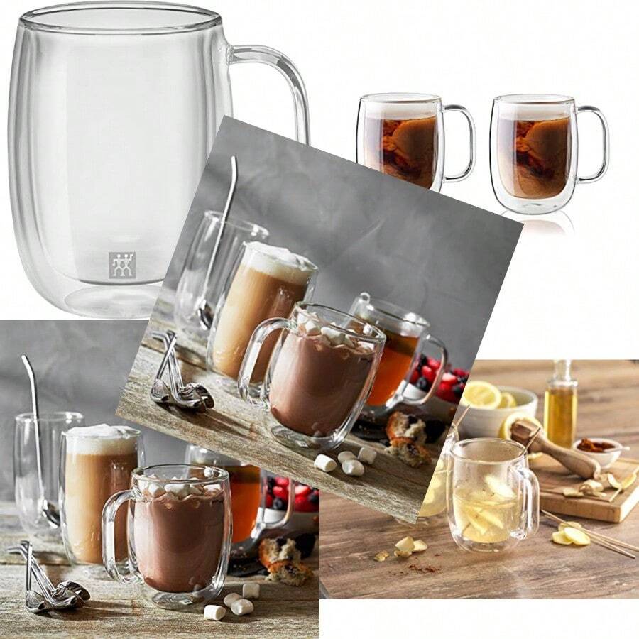 J.A. HENCKELS 39500112 Sorrento Plus Double Wall Coffee Mug 2 Piece Set 355 Ml Glass | SHEIN