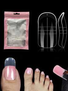 60pcs Polygel Toe Nail Extension Molds Full Cover Reusable Acrylic Nail ...