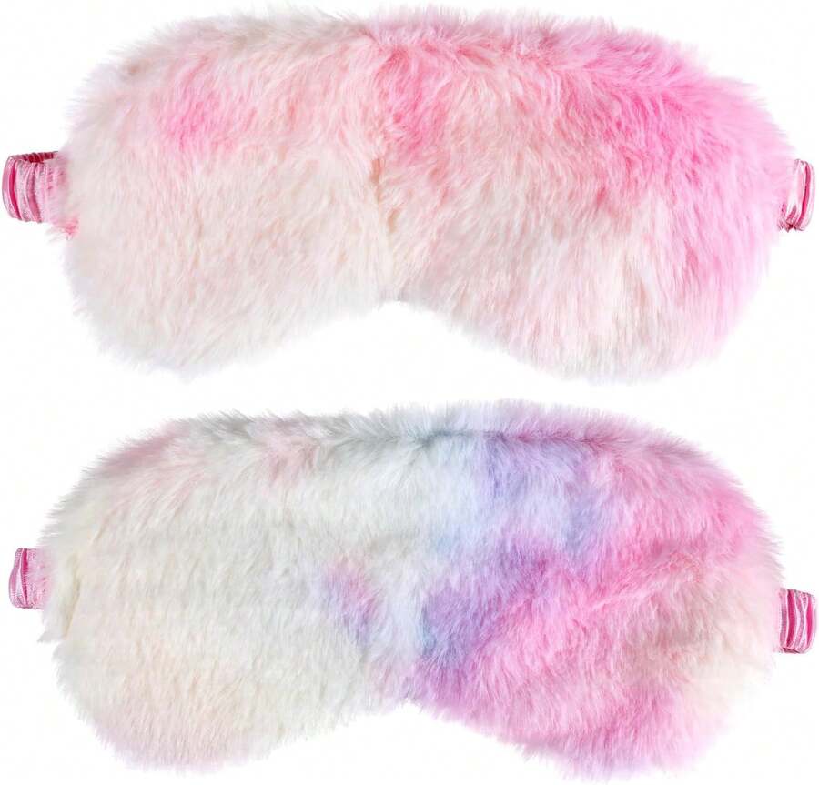 Plush Sleeping Eye Mask, 2PCS Comfortable Plush Blindfold Furry Eye ...
