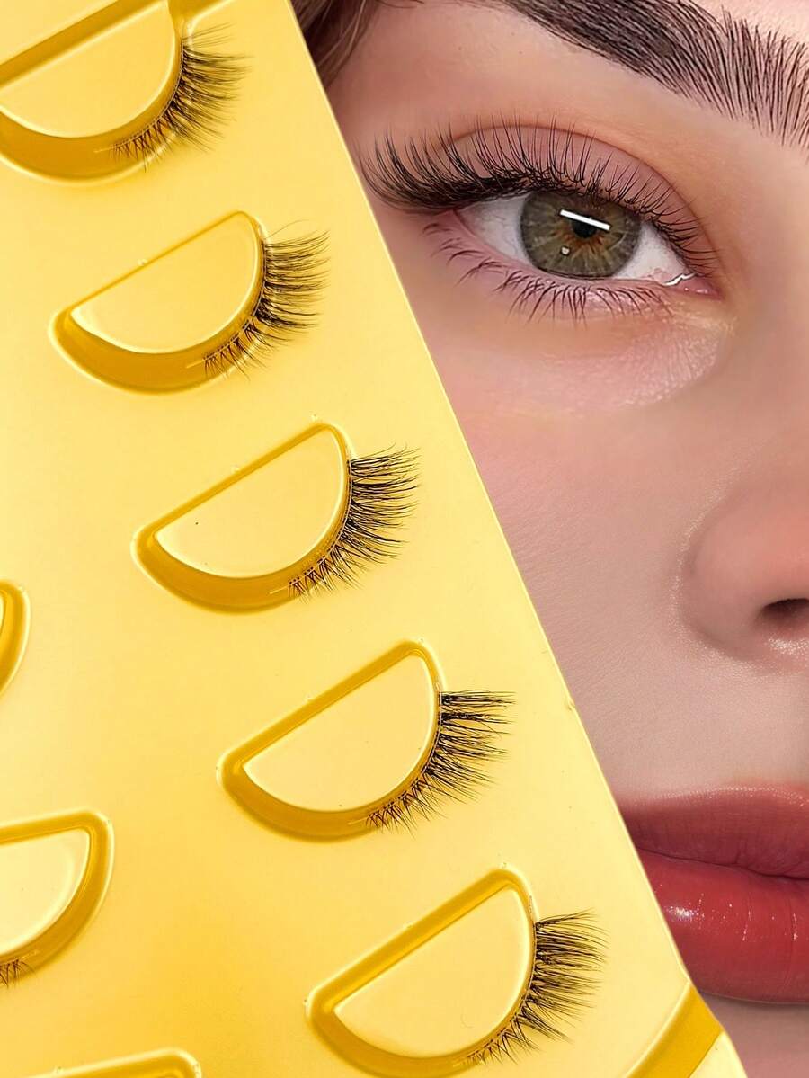 Asiteo 5 Pairs Half Lashes With Clear Band Cat Eye Tail Elongated ...