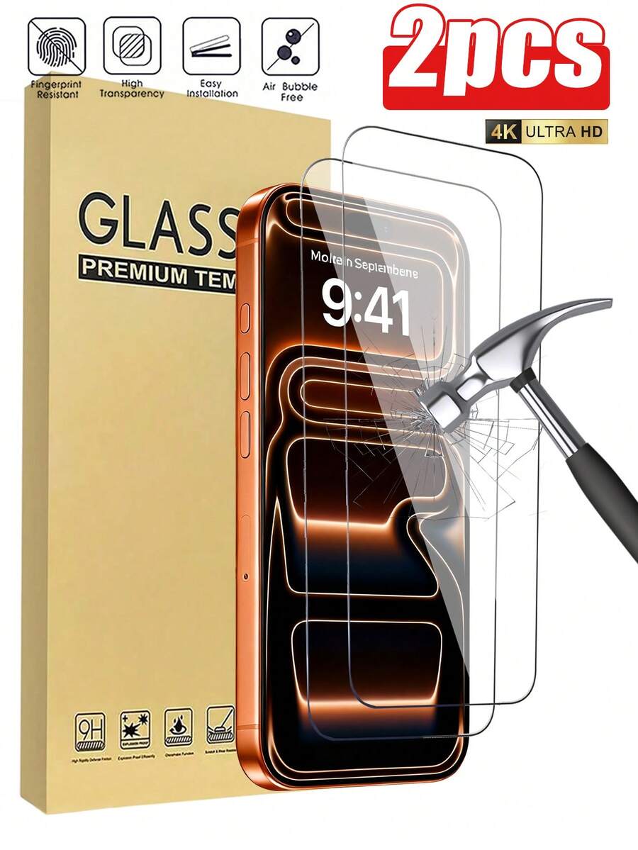 2pcs High Definition See-Through Tempered Glass Screen Protector, Ultra ...