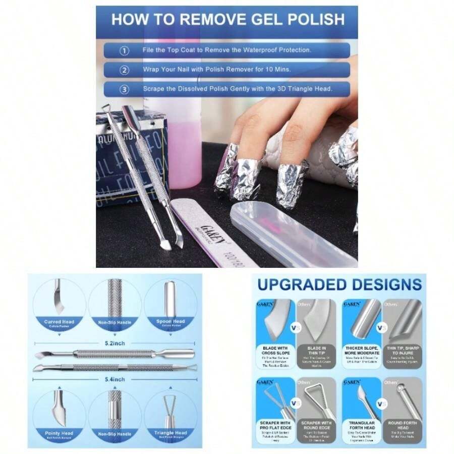 2PCS Metal Silver Cuticle Pusher And Scraper, Nail Trimmer Cutter ...