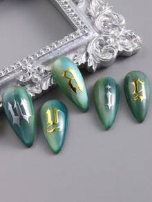 Gothic Nail Stickers Y2K Letters Old English Alphabet Pattern Nail ...