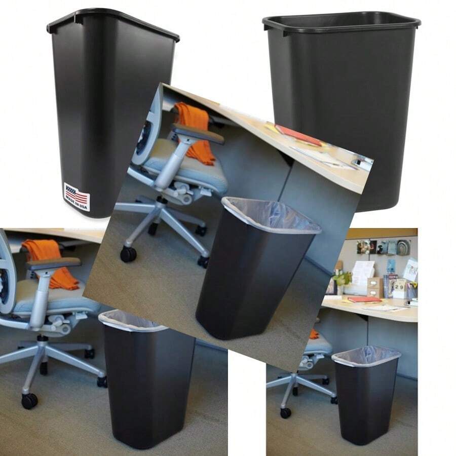 Deskside Wastebasket/Trash Can 10.25Gallon/41Quart Black Plastic ...