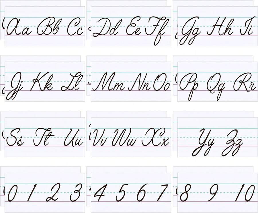 Mooliwe 24 Pcs Cursive Alphabet Classroom Wall 11.8 X 6.3 Inches Strip ...