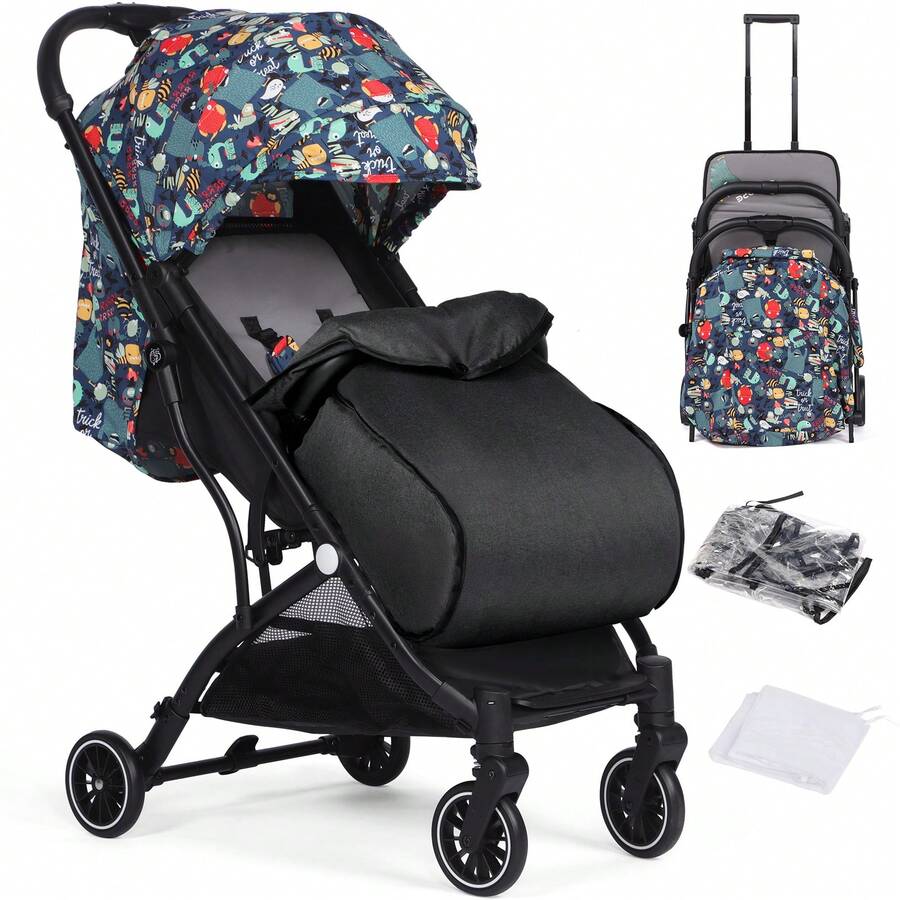 Baby Stroller, Lightweight Compact Foldable Baby Pushchair With Rain ...