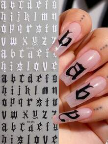 Gothic Nail Stickers Y2K Letters Old English Alphabet Pattern Nail ...