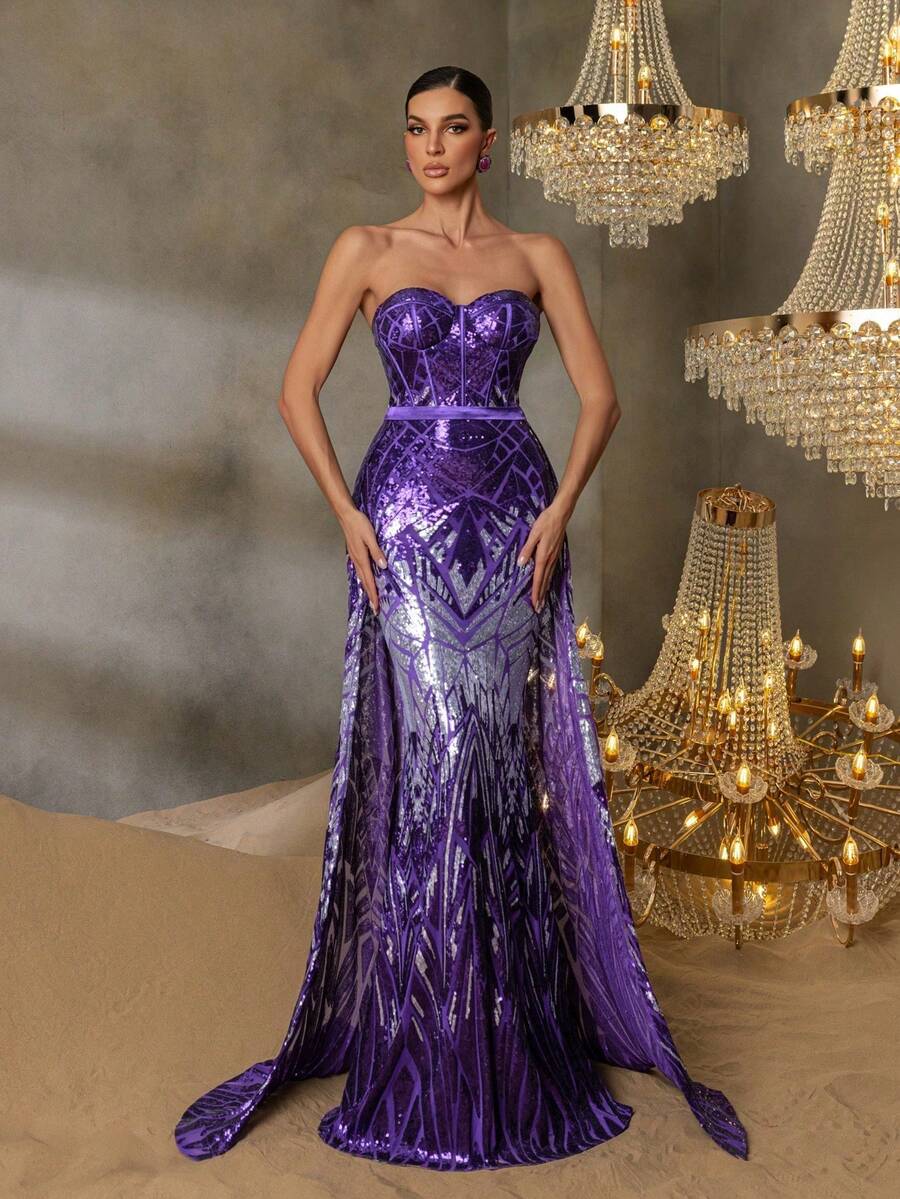 Faeriesty Vestido de noche elegante de línea A con hombros descubiertos ...