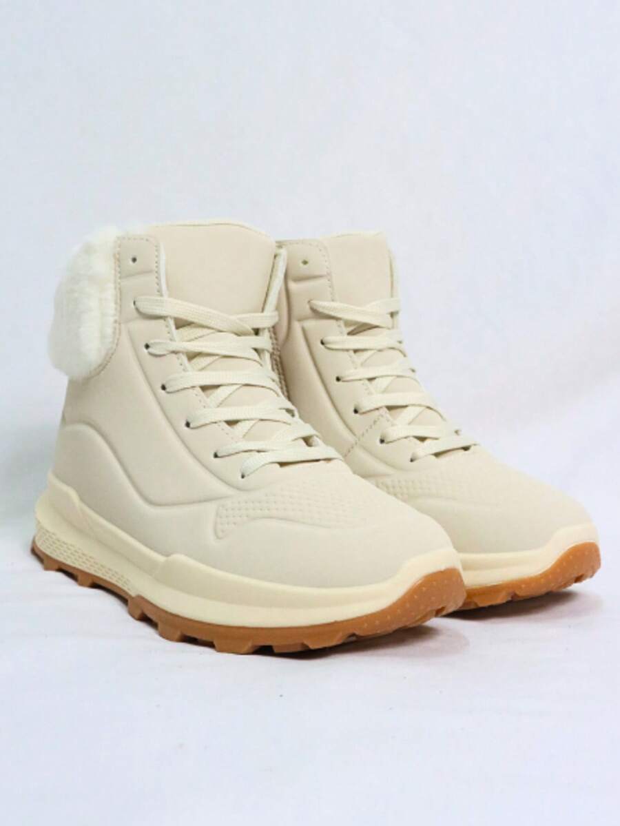 Zapatillas deportivas con cordones y plataforma gruesa, diseño abrigado ...