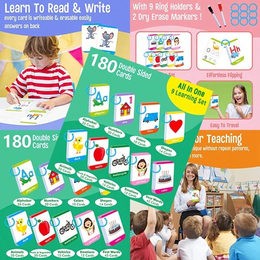 180 Toddler Learning Flashcards Educational Tool For Preschoolers ...
