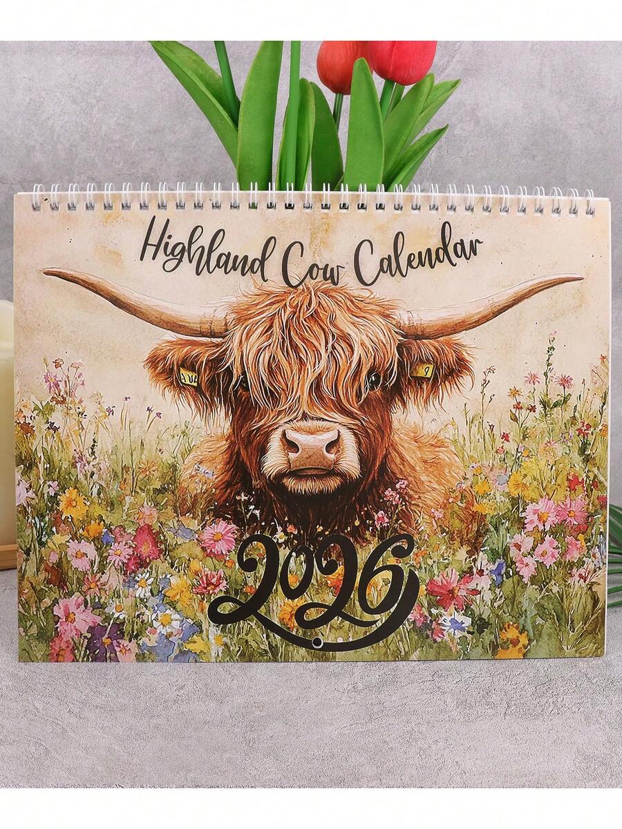 2026 Calendar Funny Highland Cow Wall Calendar 2026 Thick Paper Monthly ...