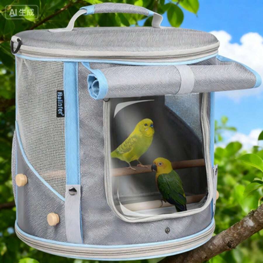 Portable Round Bird Carrier Cage For Small-To-Medium Parakeets ...