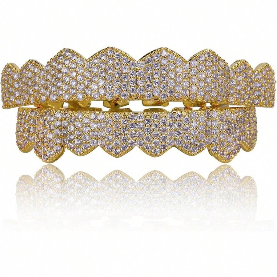 Grillz For Your Teeth Fake Teeth Plated Iced Out 8 Top Teeth 8 Bottom ...