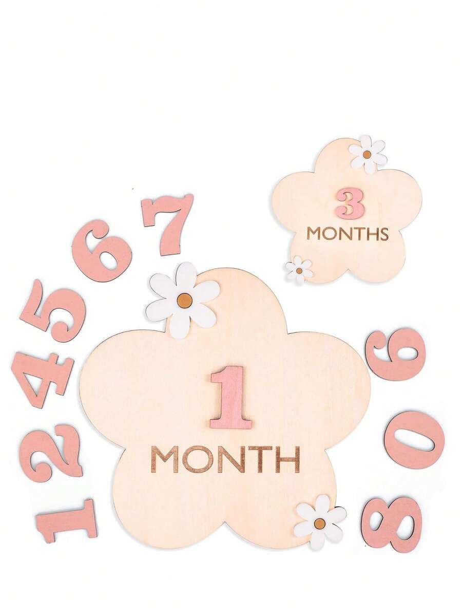 Wooden Daisy Baby Monthly Milestone Cards 0-12 Months Interchangeable ...