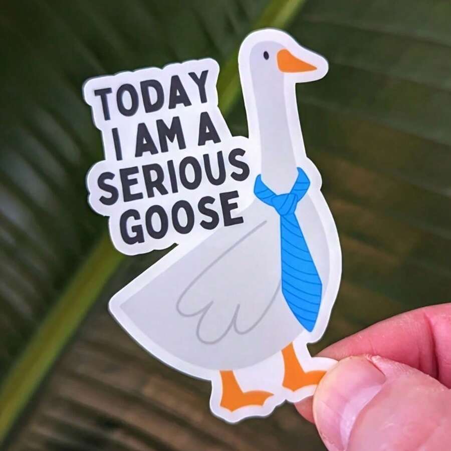 Reusable Vinyl Sticker - "Today I'm Serious Goose" Funny Office Sticker ...