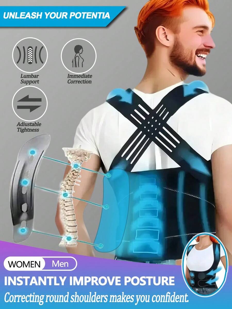 Posture Corrector For Women And Men - Adjustable Back Brace Shoulder ...