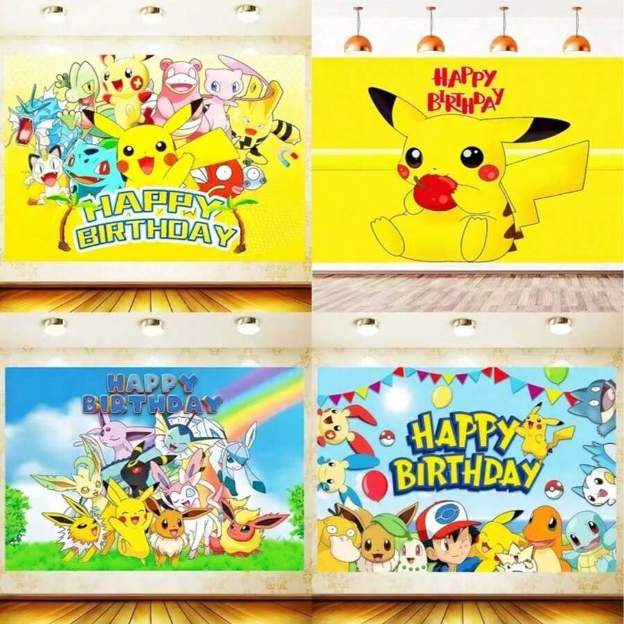 pokemon Pokemon Pikachu Backdrop Cloth Decoration Party Photography ...