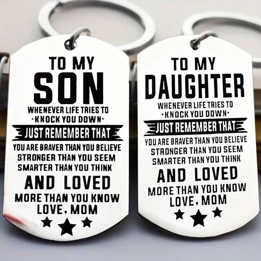 A Set Of Son Daughter Family Keychains From Dad Mom Pendant Retro ...