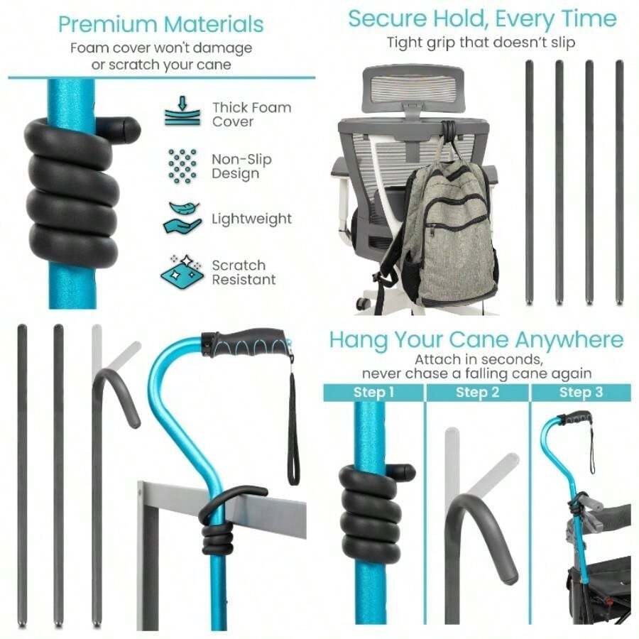 Bendable Cane Holder 4 Pack - Flexible Walking Stick Stand Table ...