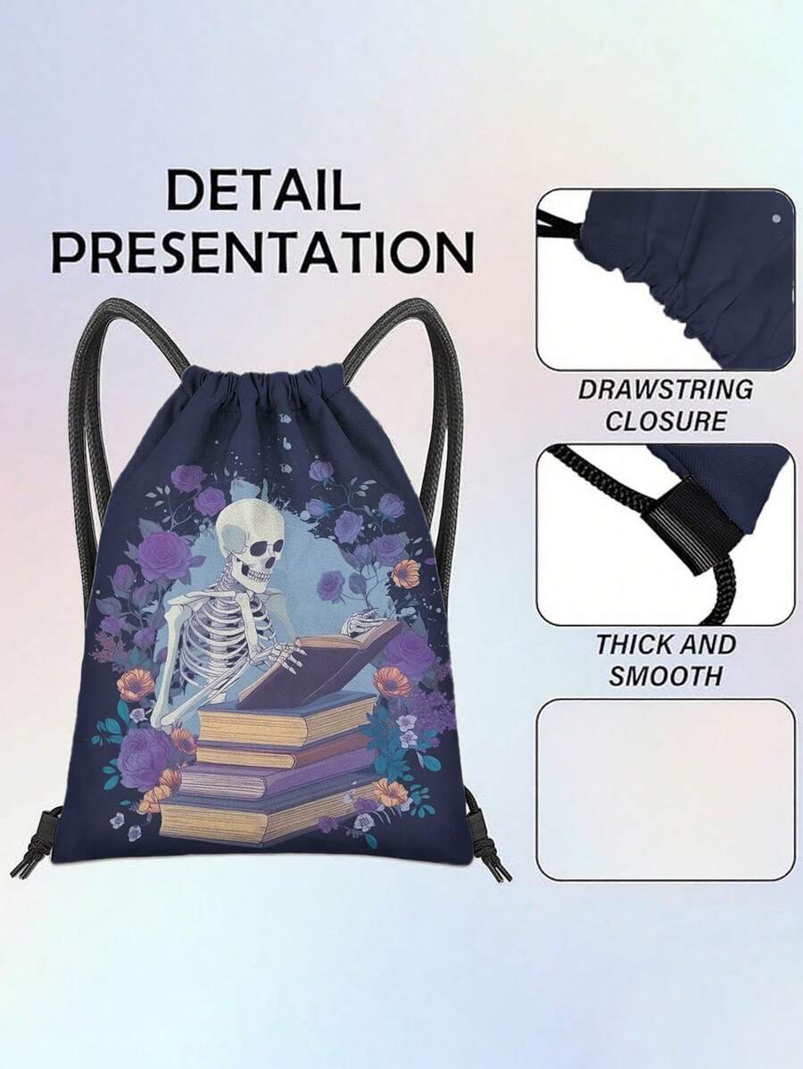 1 Pc Halloween Gothic Drawstring Bag, Suitable For Boys And Girls ...