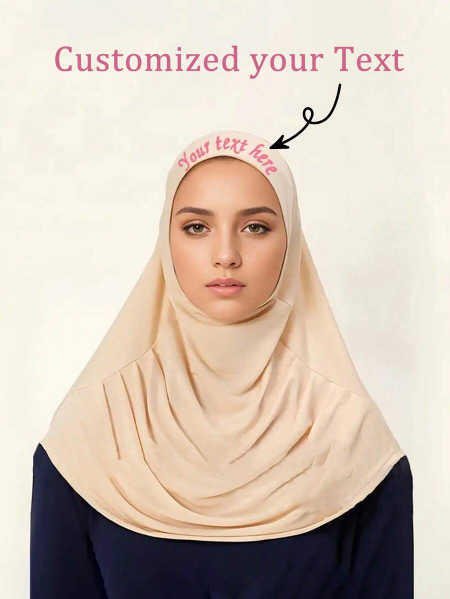 1pc Customized Text Solid Color Headscarf, Luxurious Fashion, Loose ...