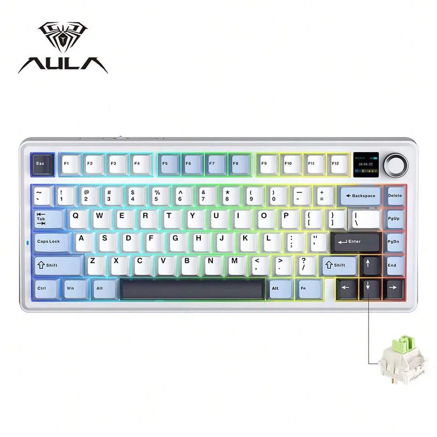 AULA F75 MAX Gaming Mechanical Keyboard 75% Wired/Bluetooth/2.4G Hot-Swap RGB E-Sports Keyboard ...