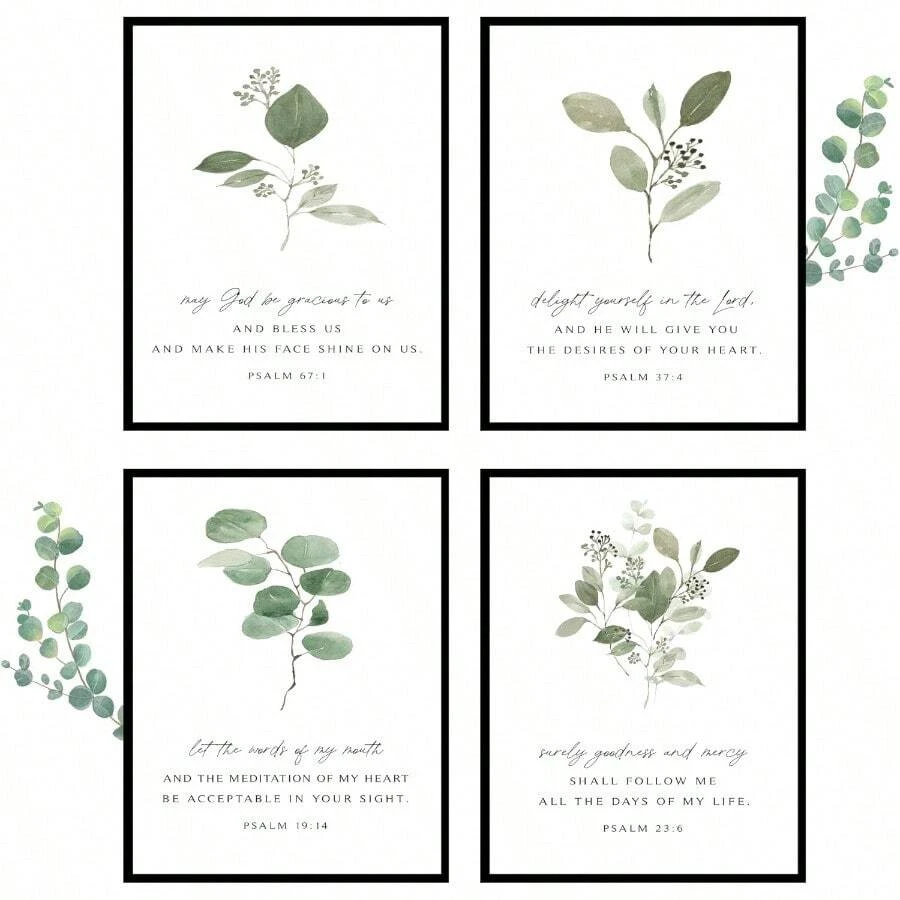 Psalms Scripture Wall Art Christian Wall Art Bible Verse Wall Art Set ...